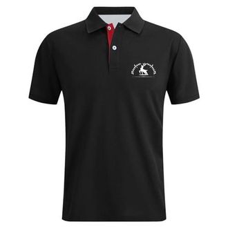 Generic Polo pour homme Chemises d&eacute;contract&eacute;es Slim Fit pour l&eacute;t&eacute; avec design imprim&eacute; pour un style quotidien, Noir, XXL