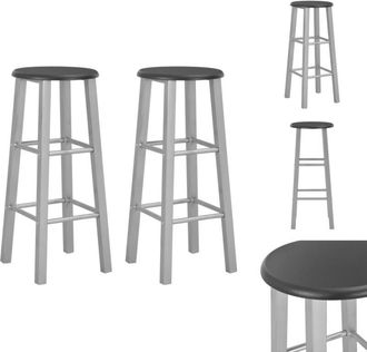 vidaXL Barhocker 2 Stk. Silbern mdf - Barhocker - Stahlrahmen - MDF-Sitzfläche - Küchenhocker - Barstühle