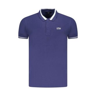 Cavalli Kurzarm-Poloshirt mit Kontrastkragen - - Tops - Herren - Blau - L