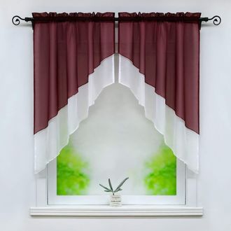 Joyswahl Scheibengardine Voile Bistrogardinen mit Quaste Panneaux, Zweifarbig »Beyza« 2-lagig Kurzstore mit Tunnelzug BxH 120x125cm Winrot 2 Stück