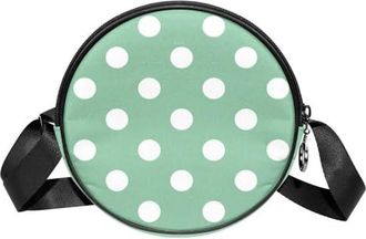 Generic Petit sac &agrave; bandouli&egrave;re circulaire pour femme, petit sac &agrave; bandouli&egrave;re &agrave; pois avec fermeture &eacute;clair, bretelles r&eacute;glables, sac &agrave; main rond d&eacute;contract&eacute; 