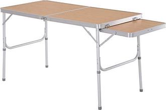 OUTSUNNY Table Pliante Table de Camping Table de Jardin avec rallonge Hauteur r&eacute;glable Aluminium MDF Imitation Bambou