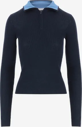 Frankie Shop Womens Sweater Wool And Silk Dark Navy Merino