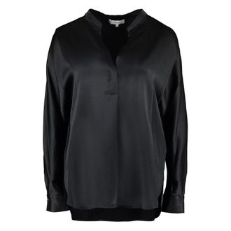 Vince Seiden-Satin Bluse mit Stehkragen - - Blouses & Shirts - Damen - Schwarzk - M