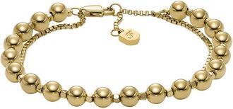 Fossil Damenarmband aus Edelstahl oder Messing mit Karabiner- oder Schieberverschluss, Helles Goldgelb