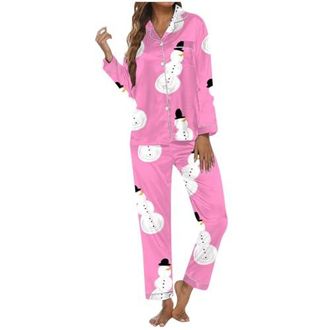 Generic Ensemble de pyjama &agrave; manches longues imprim&eacute; sur le th&egrave;me de No&euml;l pour femme, v&ecirc;tement de d&eacute;tente festif pour des vacances confortables, a, XXL