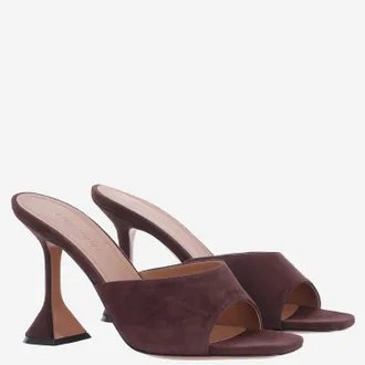 Amina Muaddi Womens Suede Sandals Lupita Bordeaux