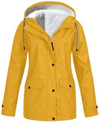 Generic Veste Pluie Femme Coupe Vent Vetement de Pluie avec Capuche Mes Commandes Zippé Chaude Hauts de Travail Outdoor Grande Taille Veste Adulte Automne Pas