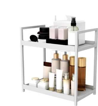 Generico Schreibtisch-Organizer mit 2 Ebenen, kleines Schreibtischregal mit 2 Ebenen, Make-up-, Organizer f&uuml;r Schlafzimmerbedarf, Organizer