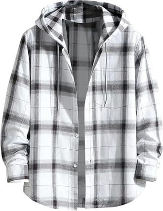 Generic Chemises &agrave; carreaux pour homme - Chemise d&eacute;t&eacute; l&eacute;g&egrave;re &agrave; manches longues - Chemise d&eacute;t&eacute; l&eacute;g&egrave;re - Boutonni&egrave;re - Chemise &agrave; carreaux - Chemise &agrave; manches lo