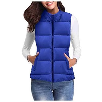 Generic Gilet dhiver chaud et &eacute;pais rembourr&eacute; sans manches pour femme, bleu, XXL