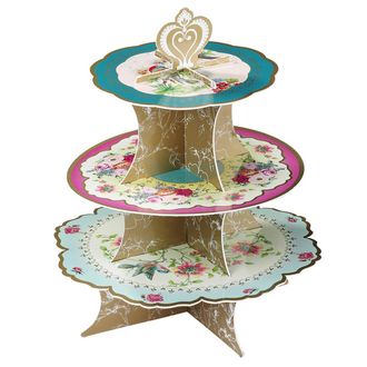Talking Tables Truly Scrumptious Dreilagiger Kuchenstand mit buntem Blumenmuster für Kaffeekränzchen, Hochzeiten und Geburtstage