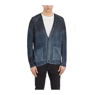 Avant Toi Homme, Pulls, Bleu, Taille: M Cardigan col en V avec Ombres
