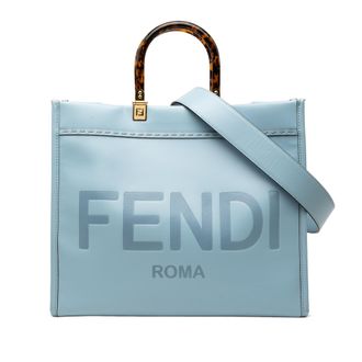 Fendi Blue Medium Leather Sunshine Shopper Tote