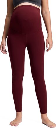 CRZ YOGA Damen Butterluxe Umstandsleggings - 71cm Skinny Umstandshose High Waist Schwangerschaft Yoga Weich Leggins Lang Roter Merlot 42