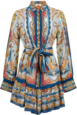 Farm Rio Farm Rio, Femme, Robes, Multicolore, Taille: 36 FR Mosaic Garden Belted Mini Dress