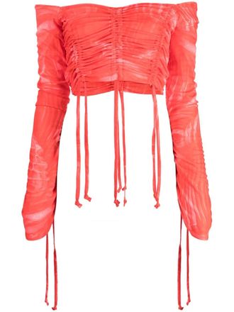 Cannari Concept haut crop plissé - Rouge