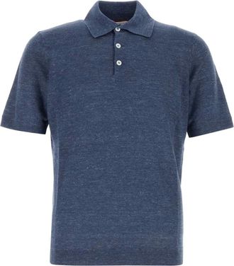 Brunello Cucinelli Homme, Pulls, Bleu, Taille: 2XL Polo en maille lin et coton
