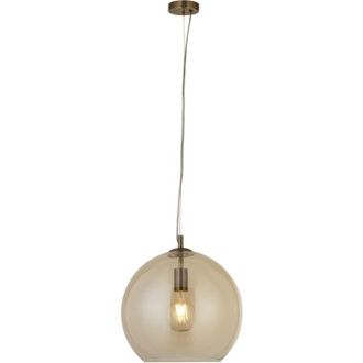Searchlight Searchlight - Suspension balls 1L Rond m&eacute;tal laiton antique avec verre ambr&eacute; E27 60w max Diam 35cm