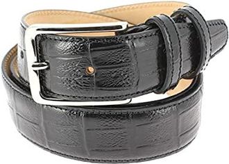 Tony & Paul Ceinture aspect reptile. WALLY, Cuir. Noir - Motifs - FABRIQUE EN ITALIE. M 90-105