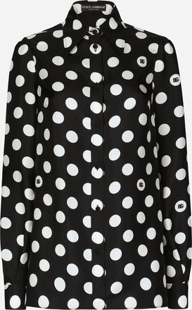 Dolce & Gabbana Bluse Aus Seidentwill Punkteprint - Frau Blusen Und Tops Drucken 42