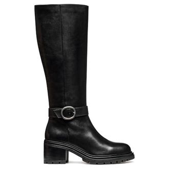 Geox Bottes hautes D Damiana pour femme, Noir, 39 EU