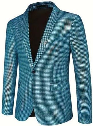 Generic Veste de costume pour homme Dor&eacute; Discoth&egrave;que Tendance Cin&eacute;ma PartyCostume pour homme, bleu, 3XL