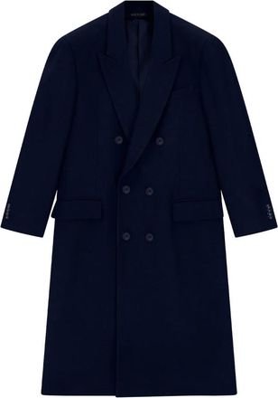 Giorgio Armani Manteau crois&eacute; en laine et cachemire Chevron - Homme - Manteaux - Bleu - Taille: XL