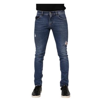 Dolce & Gabbana Hellblaue Skinny Tattered Denim Jeans - - Jeans - Herren - Blau - S