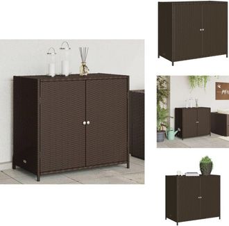 vidaXL Gartenschrank Braun 83x45x76 cm Poly Rattan - Outdoor-Schrank - Gartenschrank - Stauraum - Gartenorganisation - Rattan Gartenm&ouml;bel