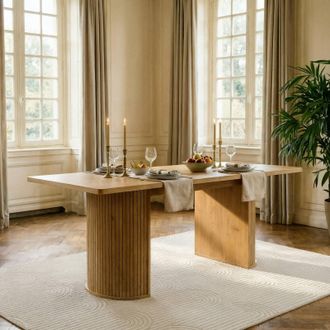 IDIMEX Esstisch GUARDA 160 x 75 cm, Wildeiche MDF - Rechteckiger Esszimmertisch mit Designfu&szlig; in Lamellenoptik, moderner K&uuml;chentisch f&uuml;r 6 Personen elegant