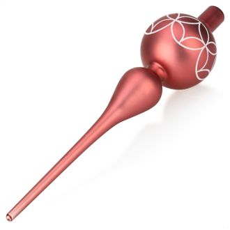 Com-Four Weihnachtsbaumspitze mit Muster - Christbaumspitze aus echtem Glas für Weihnachten - Tannenbaumspitze für den Christbaum (28cm - edle Rose matt mit Mu