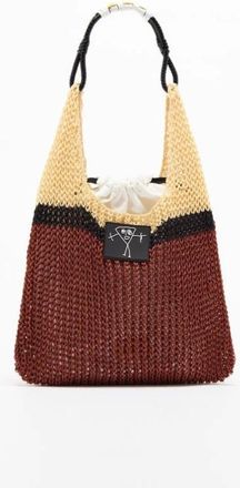 Plan C Plan C, Femme, Sacs, Brun, Taille: ONE Size Sac Shopper en Lin et Maille