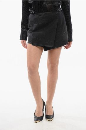 Givenchy Washed-out Denim Miniskirt with Buckles size 40
