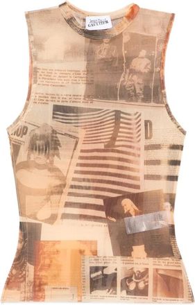 Jean Paul Gaultier Femme, Tops, Multicolore, Taille: 42 FR Mesh Printed Journal Tank Top