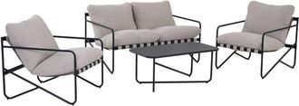Sweeek Gartenlounge-Set aus Stahl f&uuml;r 4 Personen Anthrazit / Wei&szlig;