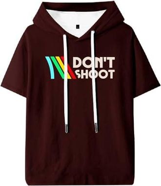 Generic Arc Raiders Dont Shoot T-shirts &agrave; capuche unisexe &agrave; manches courtes V&ecirc;tements d&eacute;contract&eacute;s, marron, 4XL