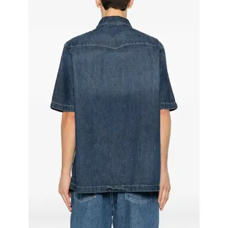 7 For All Mankind Denim Short-Sleeve Shirt - Blue