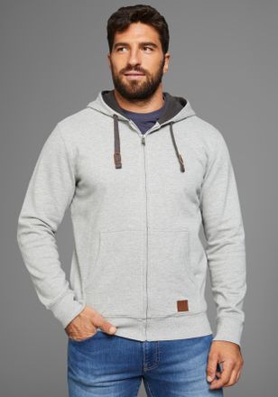 Man's World Kapuzensweatjacke MANS WORLD, Herren, Gr. 4XL (68/70), grau (grau, melange), angeraute Sweatware, Obermaterial: 90% Baumwolle, 10% Viskose. Kapuzenfut
