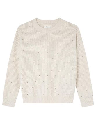 Springfield Damen JerseyAllOvercontachuelasmet&aacute;licas Pullover Glassteine Baumwolle, Wei&szlig; Bedruckt 1, M