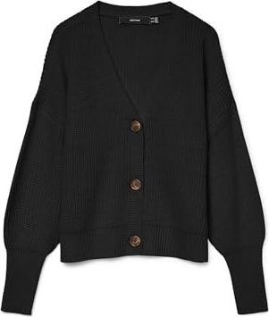 Vero Moda Vero Moda Femme Cardigan Vmlea Ls V-neck Cuff Cardigan Noos, Noir, XS