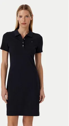 Tommy Hilfiger Kleid f&uuml;r den Alltag 1985 Slim Pique Polo Dress Ss WW0WW42048 Dunkelblau Slim Fit