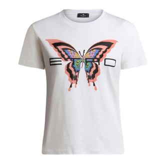 Etro Schmetterlingsdruck Baumwoll-T-Shirt Wei&szlig; - - Tops - Damen - Wei&szlig; - S