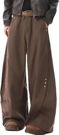 Generic Pantalon ample pour homme, d&eacute;contract&eacute;, doux, confortable, extensible, streetwear ample, marron, XXL
