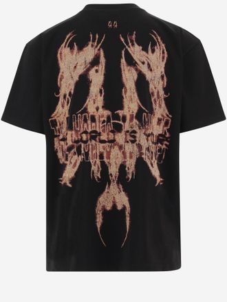 44 Label Group Logo-Embroidered Cotton T-Shirt - Black