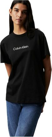 Calvin Klein Femme, Tops, Noir, Taille: 42 FR Logo T-shirt