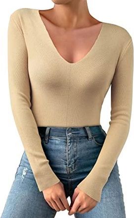 Generic sous Pull Femme Haut Thermique Femme sous Pull Thermique Femme Doux Glamour Pull Laine Col Rond Manches Longues Tricot C&ocirc;tel&eacute; Doux Chaud Et Tendance A