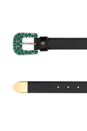 Valentino Garavani Vlogo Signature Malachite Buckle Belt - Black