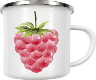 artboxONE Emaille Tasse Himbeer-Aquarell-Frucht von DesignECShop - Emaille Becher Essen & Trinken/Obst & Gem&uuml;se
