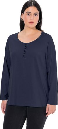 Ulla Popken Damen Basic Shirt Bluse, Blauschwarz, 62-64 EU